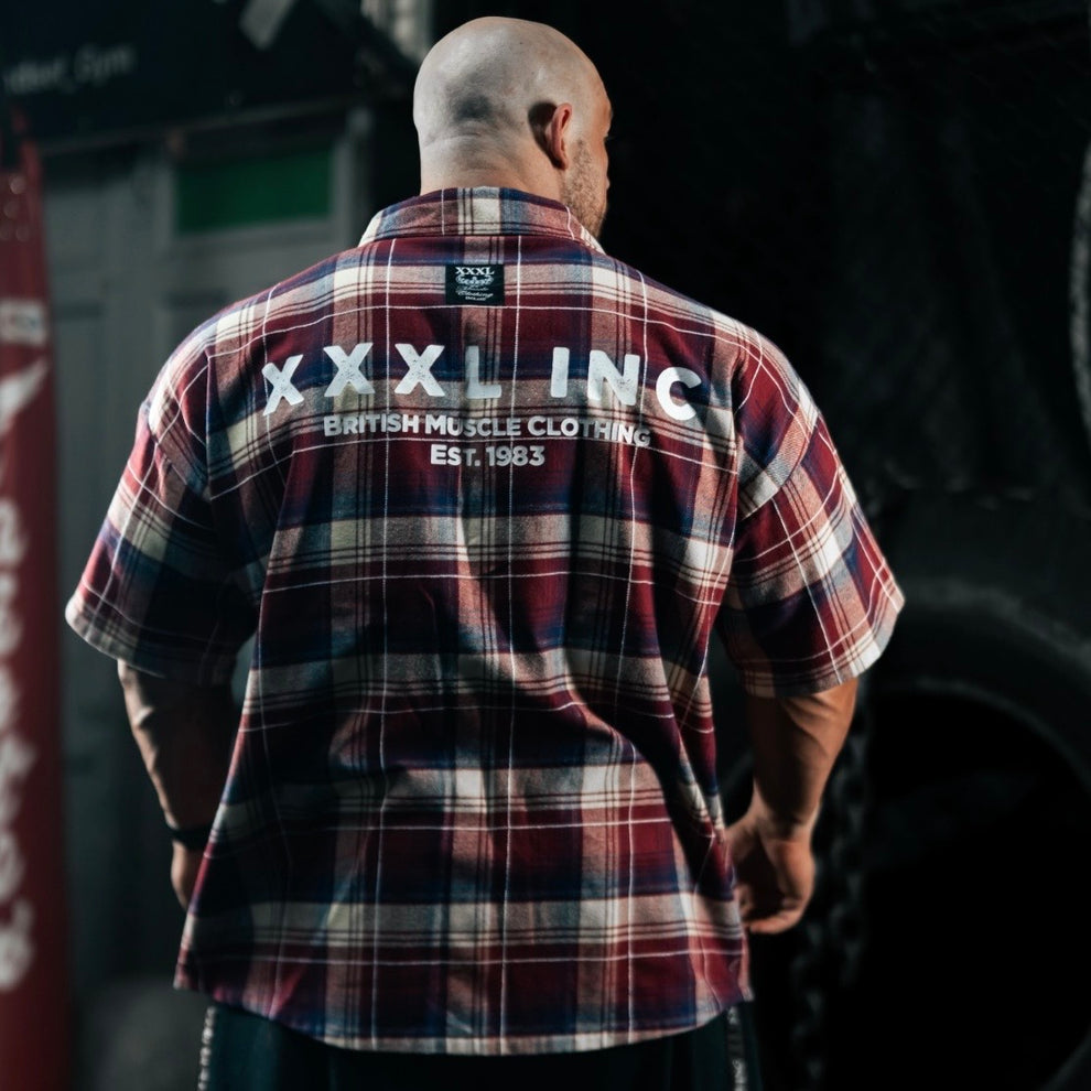 XXXL Explosive Fibres -"XXXL INC" Oversized Muscle Shirt -Flannel Red ...