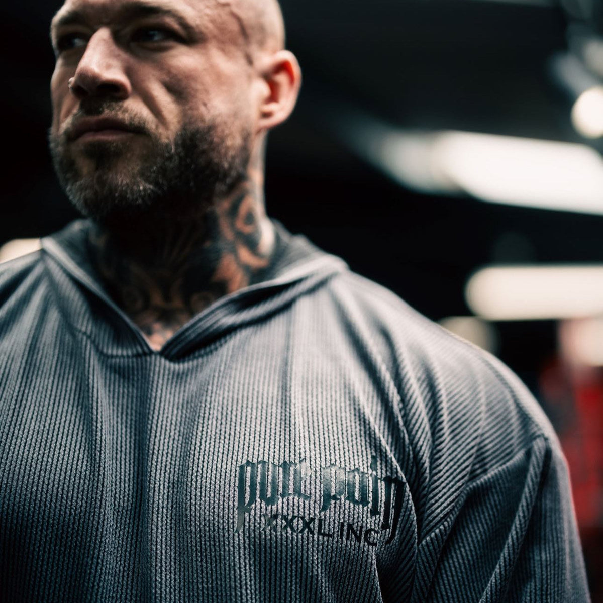 XXXL Explosive Fibres - "PURE PAIN " HOODIE- GREY/BLACK THERMAL ...